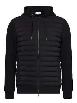 ARNE Hybrid Hooded Quilted Woven Jacket - Black