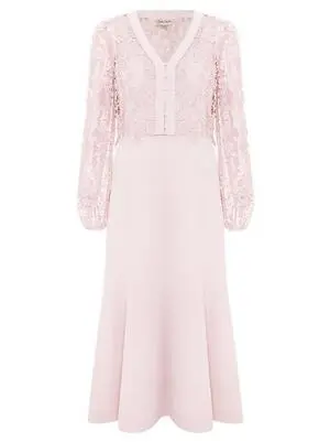 PHASE EIGHT Ayumi Lace-embroidered Stretch-woven Midi Dress - Pale Pink