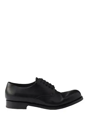 Prada Laced Leather Derby Shoes - Black
