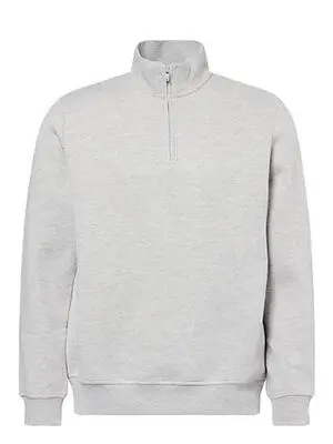 ARNE Essential Slim-fit Half Zip Cotton-blend Jumper - Marl Grey