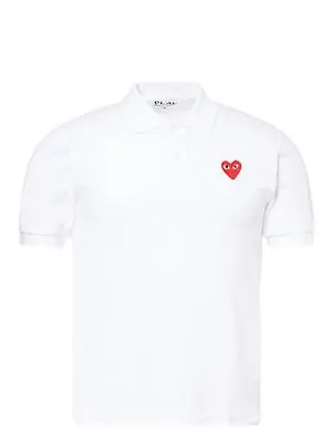 Play Comme Des Garcon Heart-appliqué Cotton Polo Shirt - White