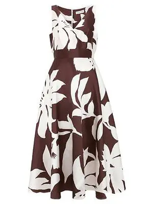 PHASE EIGHT Floral-print Woven Midi Dress - Brown