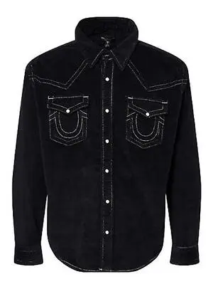 True Religion Western Embroidered Cotton Shirt - Jet Black