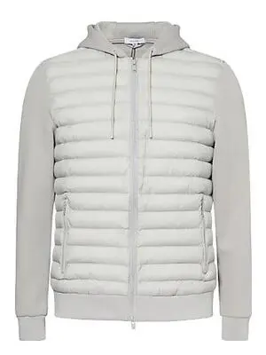 ARNE Hybrid Hooded Quilted Woven Jacket - Mid Grey
