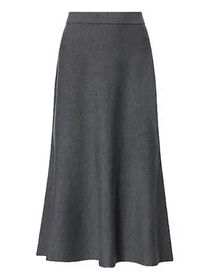 Simkhai Atwood Trumpet Wool Midi Skirt - Grey Melange
