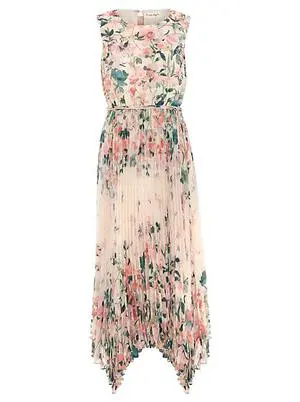 PHASE EIGHT Floral-print Stretch-woven Midi Dress - Pale Pink