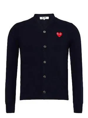 Play Comme Des Garcon Wool Cardigan - Navy