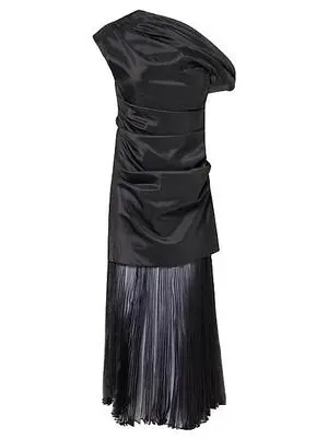 Simkhai Ammalie Draped Taffeta Midi Dress - Black