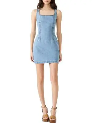 Steve Madden Sleeveless Stretch Denim Mini Dress - Forever Blue