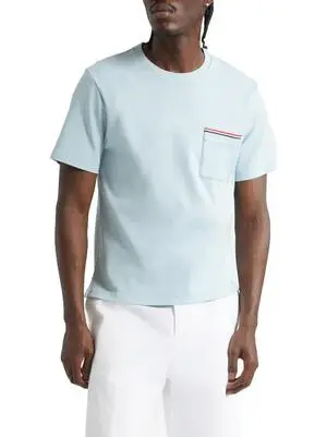 Thom Browne Rwb Cotton Pocket T-shirt - Light Blue