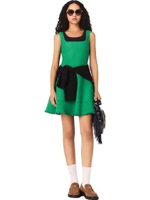 Maje Knit Skater Dress - Green