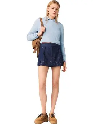 Maje Jewel Button Back Wool Jumper - Blue