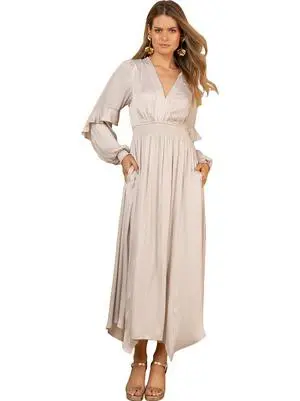 Hale Bob Kamilah Solid Charmeuse Maxi Dress - Neutral