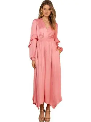 Hale Bob Kamilah Solid Charmeuse Maxi Dress - Pink