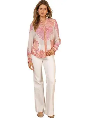Hale Bob Anya Silk Blouse Pink