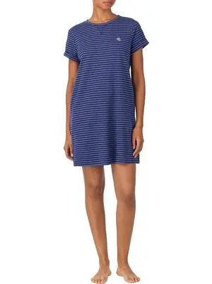 Ralph Lauren Print Short Sleeve Sleep Shirt - Navy Stripe