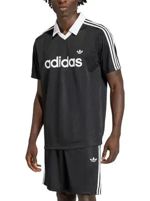 Adidas Short Sleeve Stripe Soccer Jersey - Black