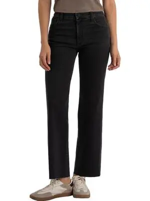 Kut From The Kloth High-waist Straight-leg Jeans With Raw Hem - Black