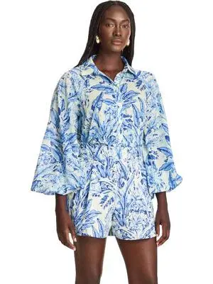 DIARRABLU Nora Cotton Voile Blouse - Toile Blu