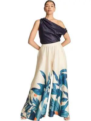 DIARRABLU Printed Wide Leg Pants - Zest Navy