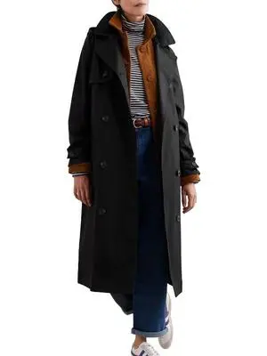 SEASALT CORNWALL Penweathers Waterproof Organic Cotton Trench Coat - Black