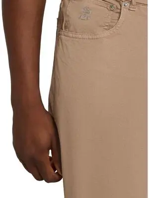 Brunello Cucinelli Dyed Cotton Straight-fit Five-pocket Trousers - Bisc