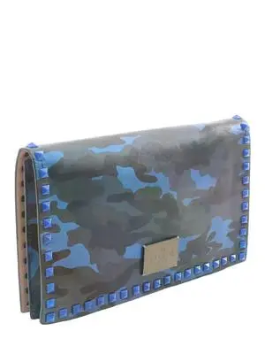 Valentino Garavani 2000s Camouflage Stud Clutch Bag - Blue
