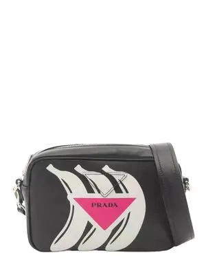 Prada 2010s Banana Logo Shoulder Bag - Black