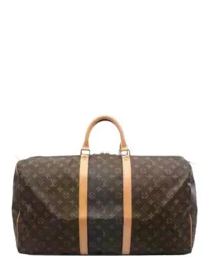 LOUIS VUITTON Keepall 55 Leather Tote Bag - Brown