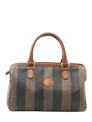 Fendi 2000s Pequin Boston Stripe Handbag - Brown