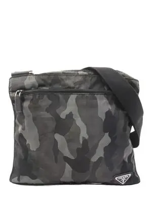 Prada 2000s Camouflage Logo-plate Shoulder Bag - Grey