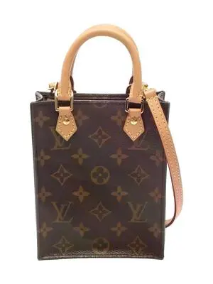 LOUIS VUITTON 2010s Petite Sac Plat Monogram Tote - Brown