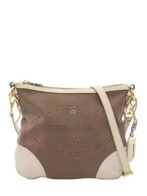 Prada Logo Jacquard Shoulder Bag - Brown