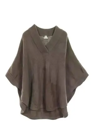 Hermès 2010's Knit Pattern Wool Cape - Brown