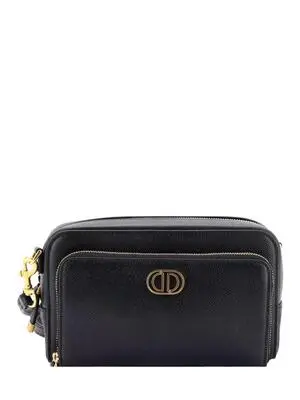 Dior Caro Double Pouch Leather Crossbody Bag - Black