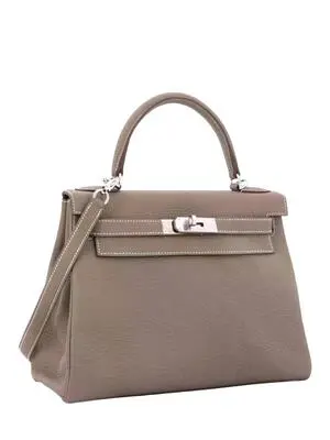 Hermès Kelly 28 Togo Handbag With Palladium Hardware - Grey