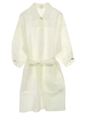 Hermès Shirt-collar Belted Dress - White