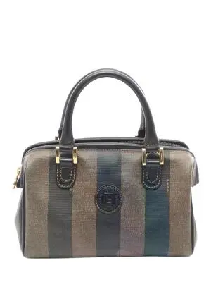 Fendi 2000s Mini Pecan Boston Striped Tote Bag - Brown