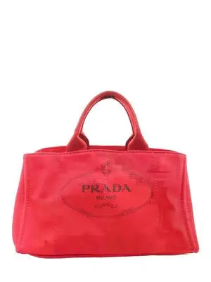 Prada 2000s Canapa Canvas Tote Bag - Red
