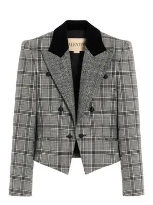 Valentino Garavani Virgin Wool Cropped Blazer - Grey