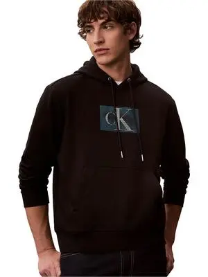 Calvin Klein Fleece Metallic Monogram Graphic Hoodie - Black