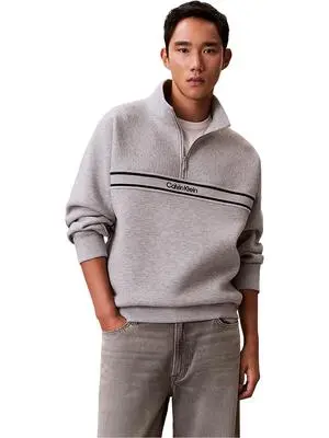 Calvin Klein Spacer Relaxed Quarter-zip Sweatshirt - Heroic Grey Htr