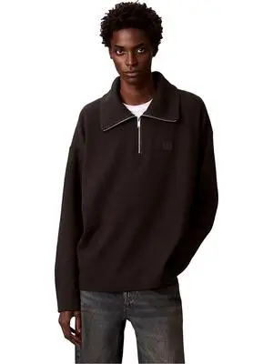Calvin Klein Ribbed Quarter Zip Sweatshirt - Black
