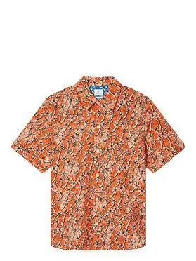 Paul Smith Field Floral' Cotton Seersucker Shirt - Orange