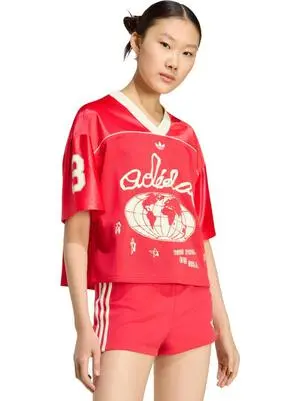 Adidas Originals Cropped Football Jersey - Pure Ruby