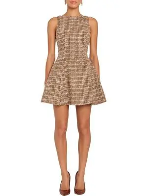 Amanda Uprichard Kyla Tweed Mini Dress - Camel