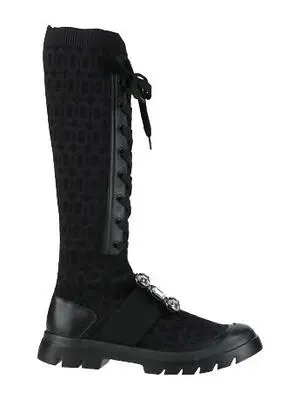 ROGER VIVIER Boots In Leather And Textile Fibers - Black
