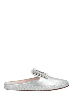 ROGER VIVIER Pebbled Leather Mules - Silver