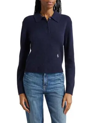 SPORTY & RICH Cashmere And Wool Polo Sweater - Dark Navy