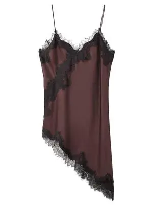 Mango Lace Asymmetric Camisole Dress - Burgundy